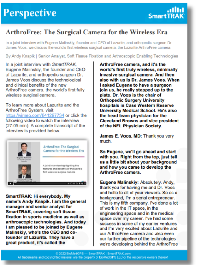 ArthroFree: The Surgical Camera for the Wireless Era